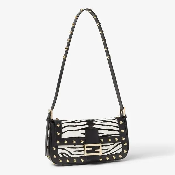 Fendi Baguette® 26424 Tiger-stripe Print Pony-effect Leather Bag With Studs